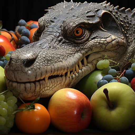 Alligators Eating Fruit by Irina Shamaeva