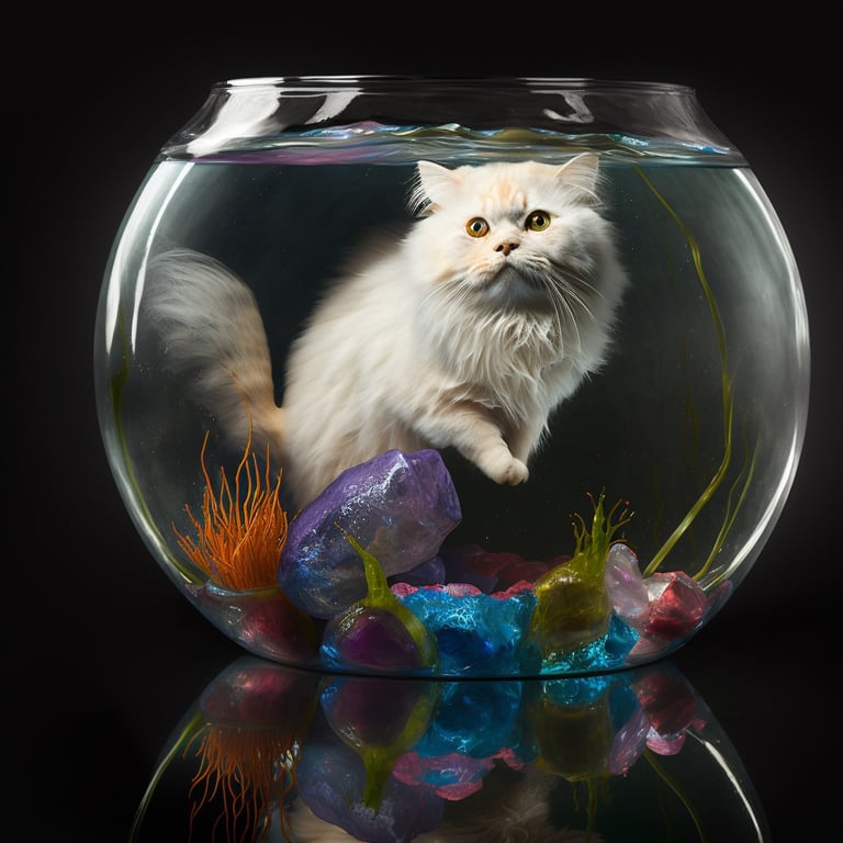 Himalayan Cat in Fishbowl #1 by 5th DimensionAI Art