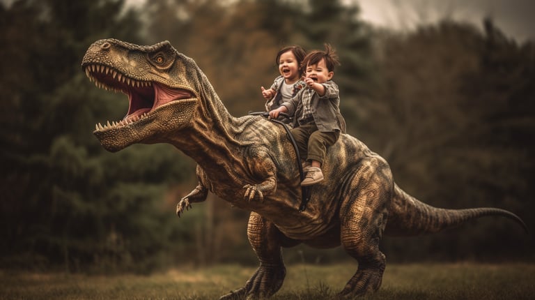 Kids Riding Dinosaurs #16 by Garry