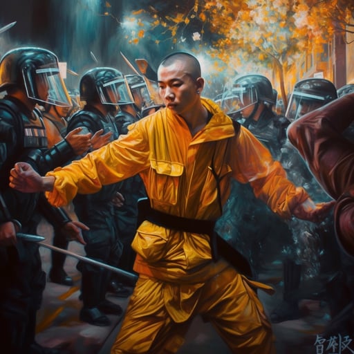 Monks clash with riot police by Anthony Gonzalez