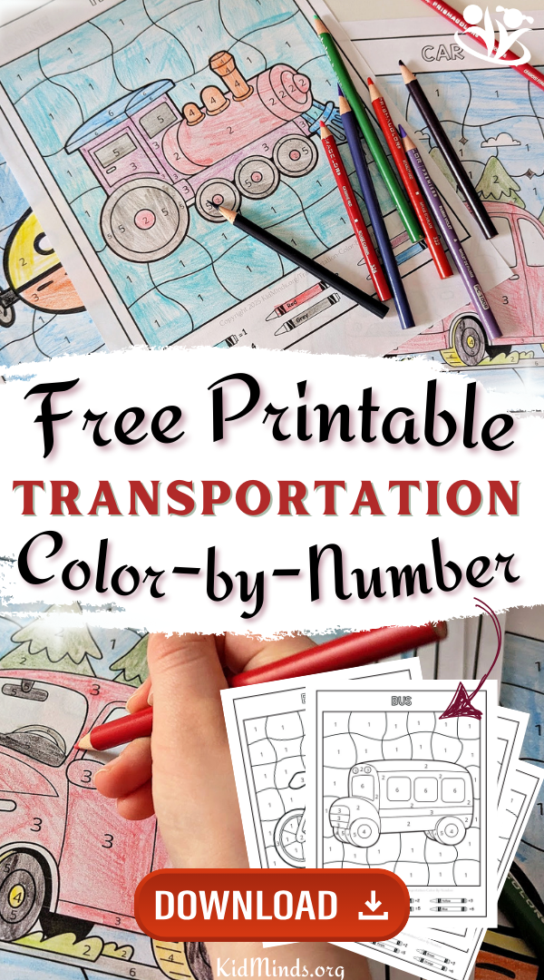 The Best 10 Transportation Color-by-Number (Free) | KidMinds