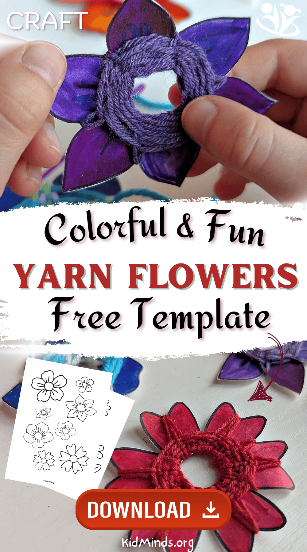 How to Make Yarn-Wrapped Flowers (Free PDF) | KidMinds