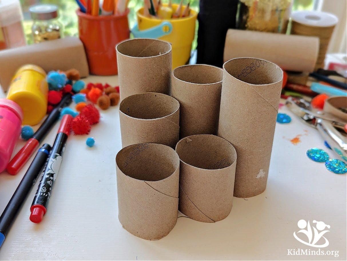 How to Make Colorful TP Roll Desk Organizer | KidMinds