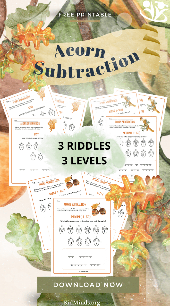 The Best Acorn Subtraction Riddles (Free Printable) | KidMinds