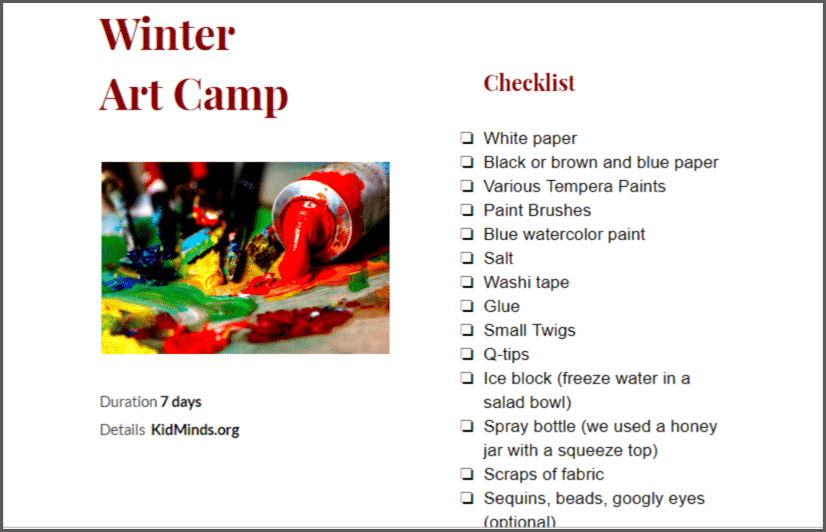 Insanely Easy and Fun Winter Art Camp at Home | KidMinds