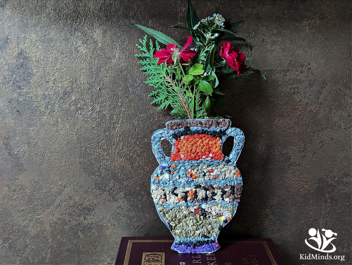 How to Make Tissue Paper Mosaic Ancient Vase | KidMinds