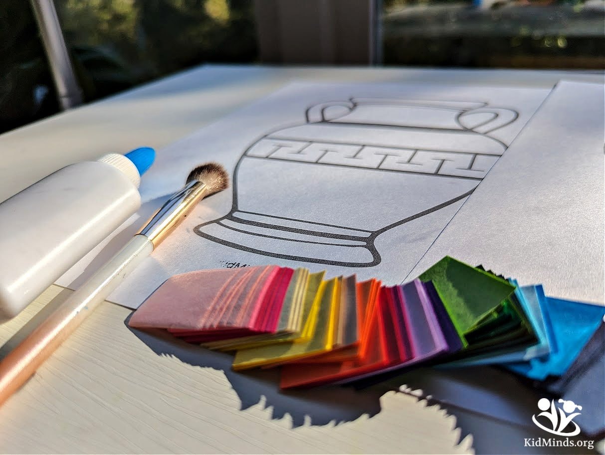 How to Make Tissue Paper Mosaic Ancient Vase | KidMinds