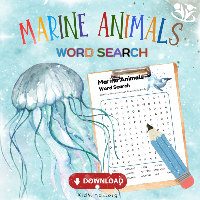The Best Marine Animals Word Search (Free PDF) | KidMinds