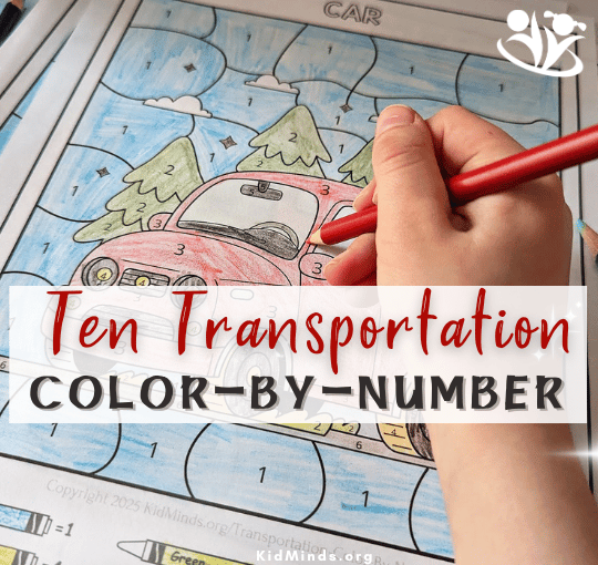The Best 10 Transportation Color-by-Number (Free) | KidMinds