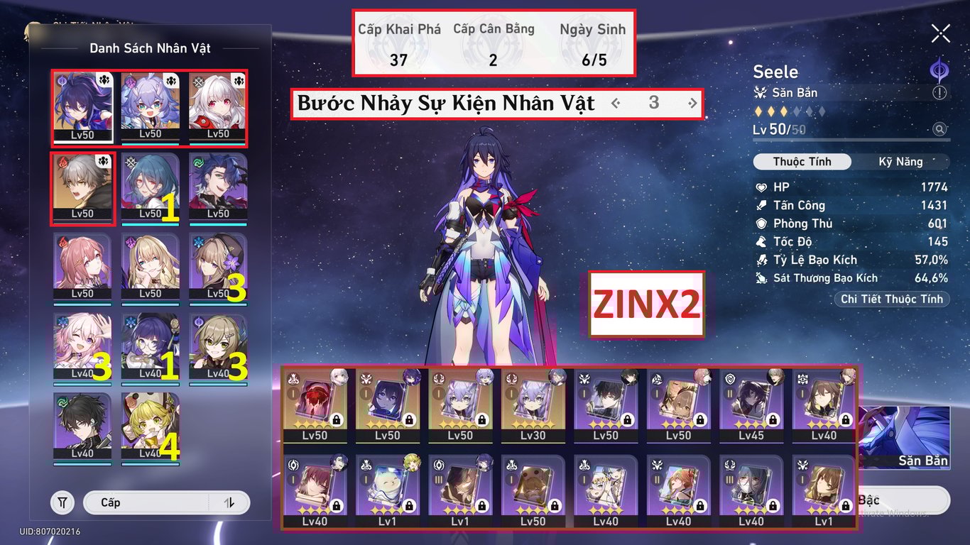 Ar37: Seele Trấn - Bailu Trấn - Clara Trấn ( chưa user ) - Tempest Shop - Mua bán tài khoản ...