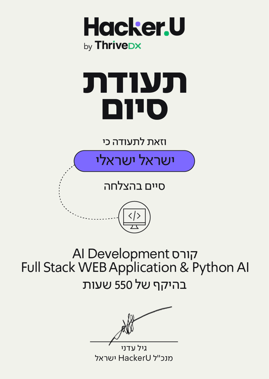 קורס בניית אתרים פולסטאק Full Stack בשילוב פייתון AI המקיף בתחום